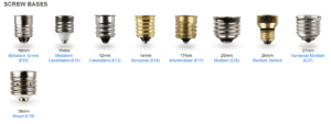 Light Bulb Socket Sizes Chart - Garage Sanctum